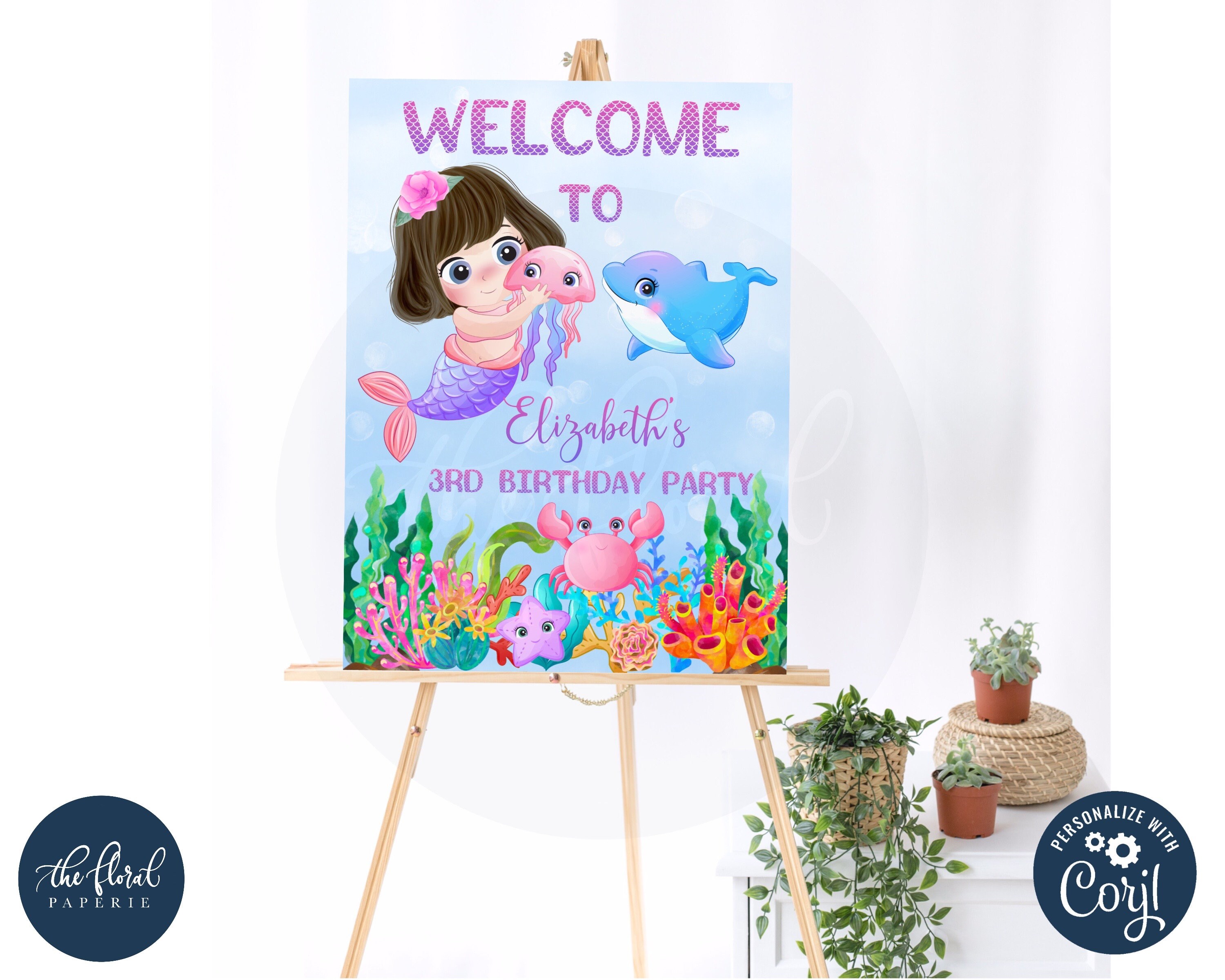 Mermaid Birthday Welcome Sign Template Printable Mermaid - Etsy