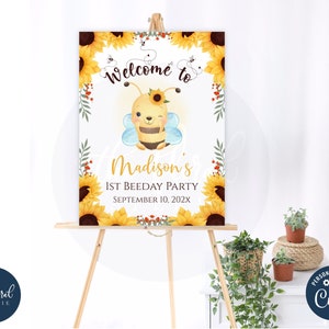 Bee Birthday Welcome Sign Template, Printable Bee Day Welcome Sign ...