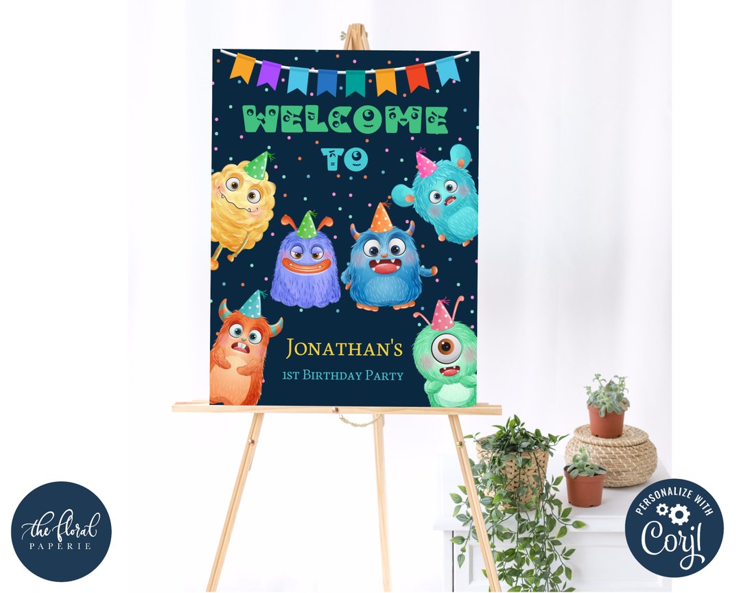 Monster Welcome Sign Template, Editable Monster Birthday Party ...