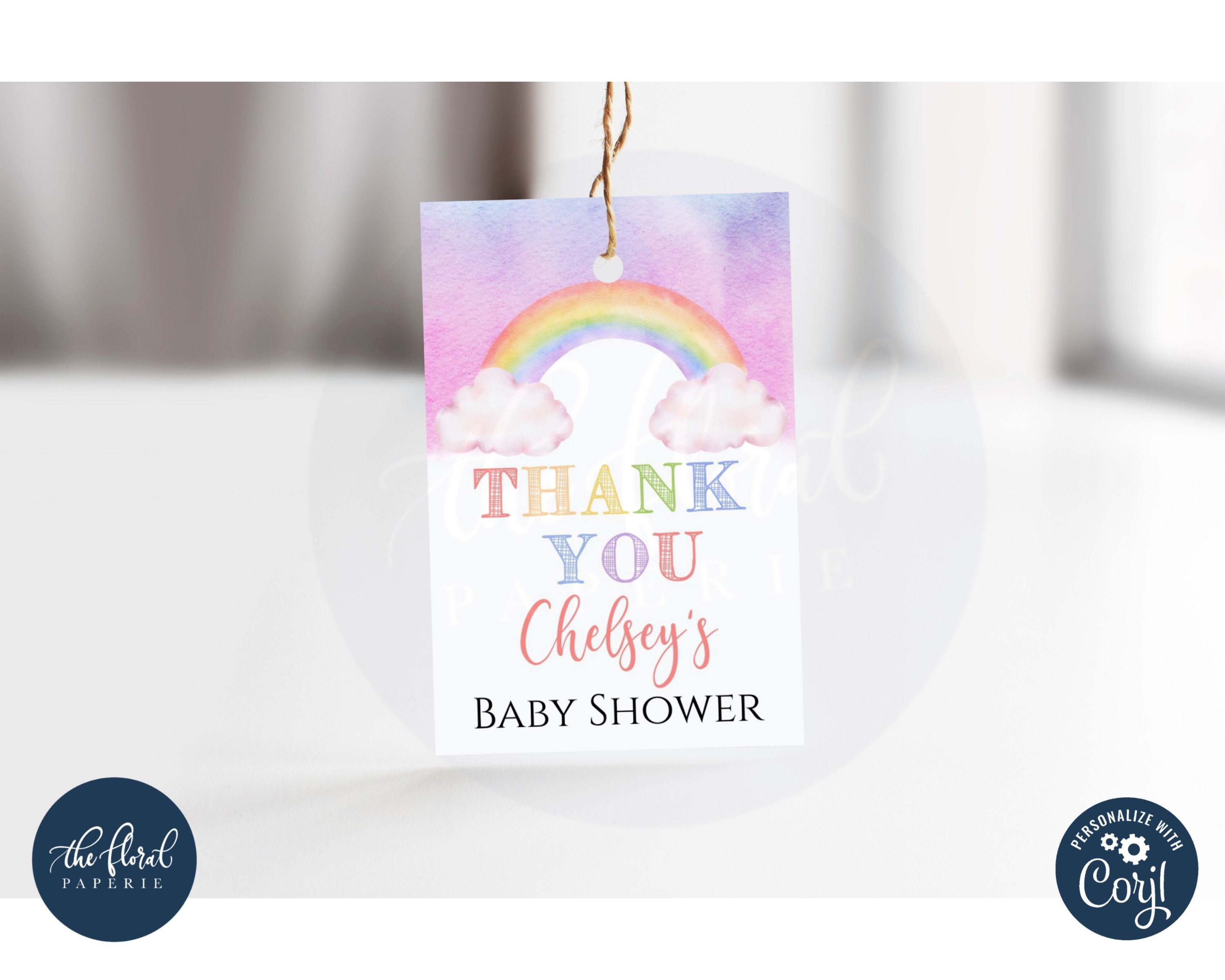 Rainbow Baby Shower Favor Tag Template Editable Pastel | Etsy