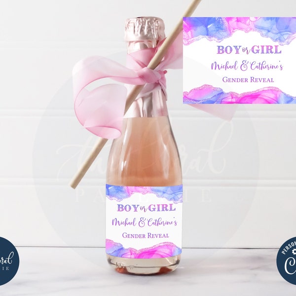 Gender Reveal Champagne Sticker - Etsy