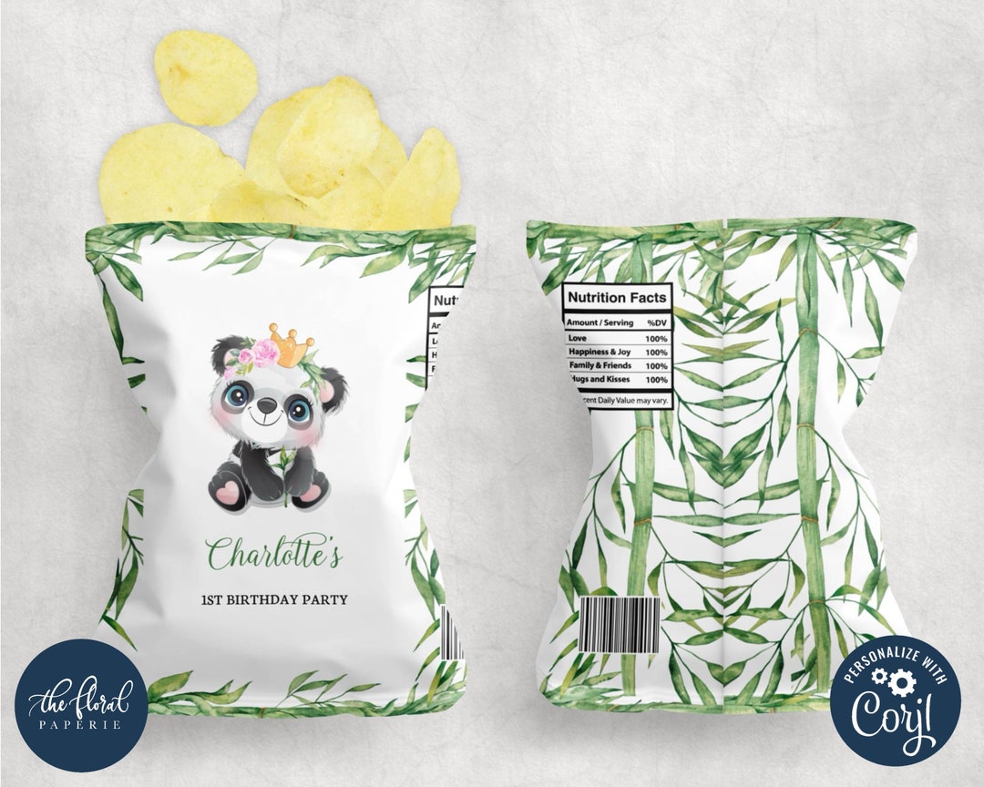 Panda Chip Bag Template, Editable Panda Potato Chip Bag Wrapper ...