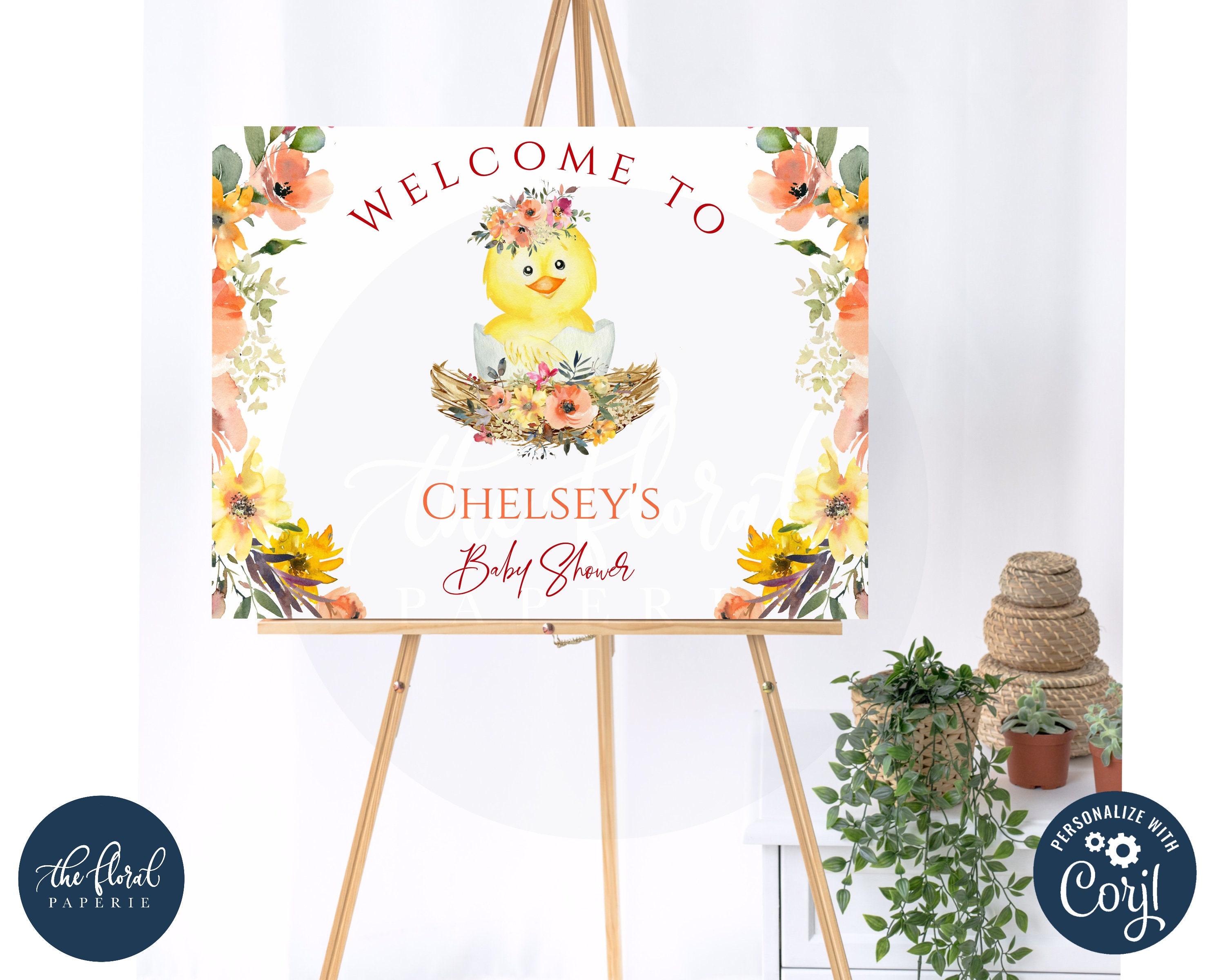 Chick Welcome Sign Template Printable Chick Party Decor - Etsy