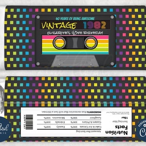 80s Birthday Chocolate Wrapper Template, Editable Candy Bar Wrapper ...