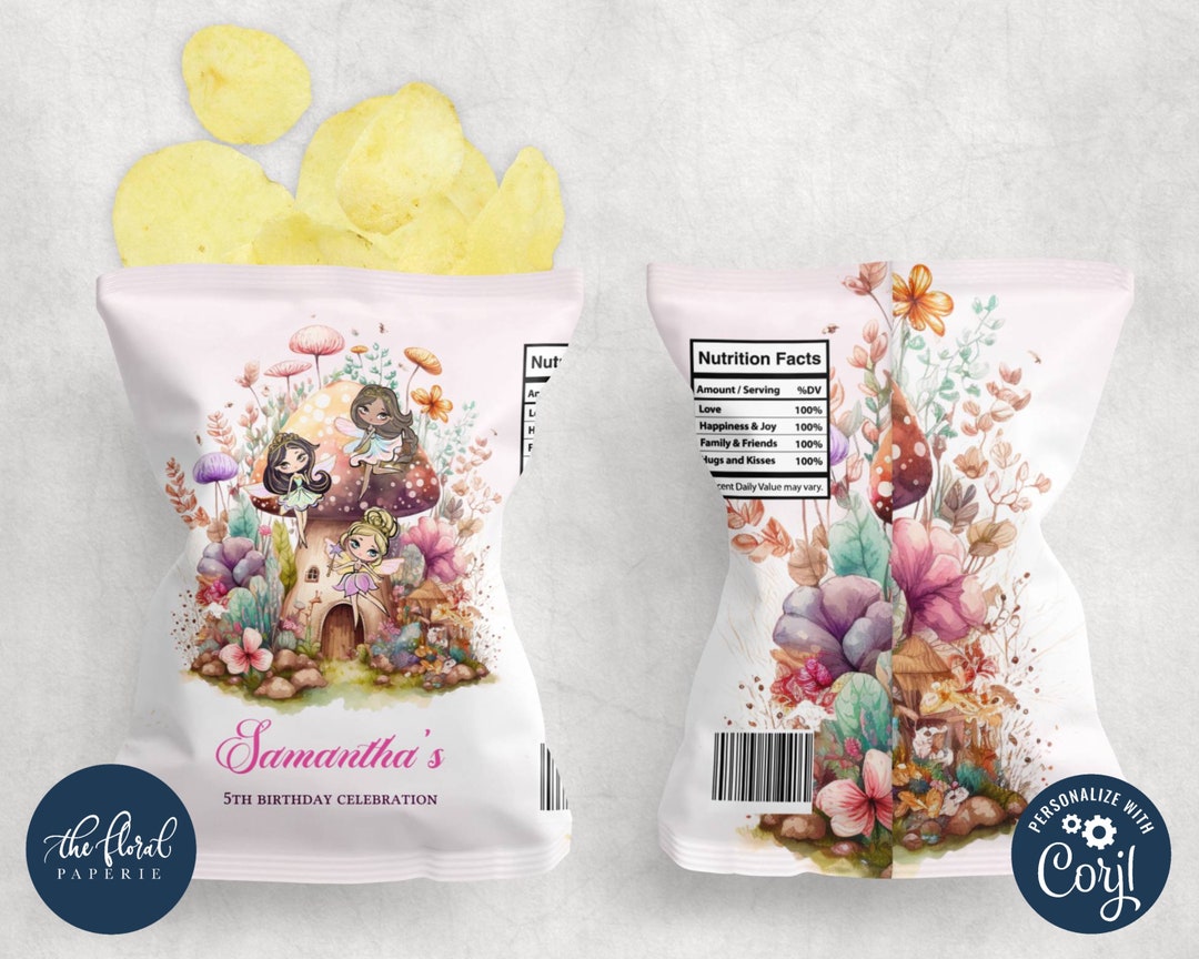 Fairy Chip Bag Template, Forest Fairy Potato Chip Bag Wrapper, Potato ...