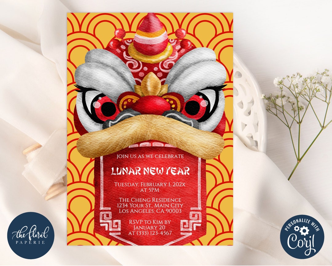 Chinese New Year Invitation Template, Lunar New Year Invitation ...