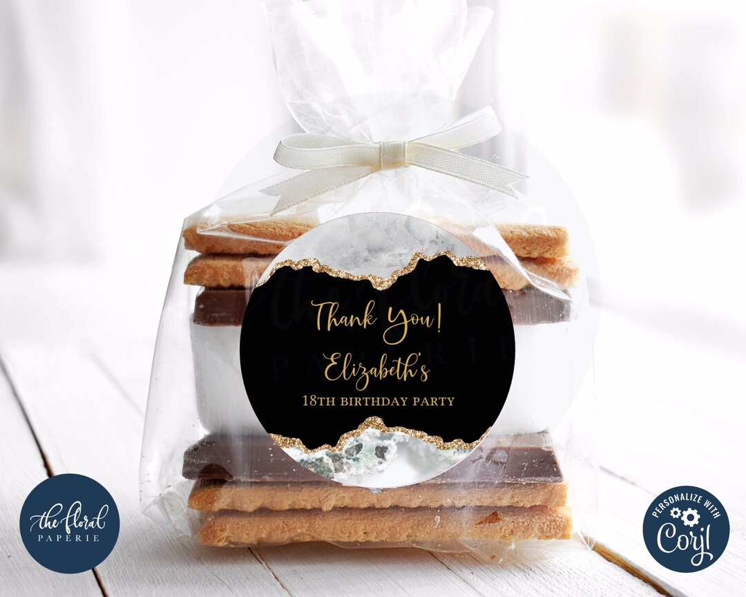 Black and White Birthday Favor Tags Template, Editable Birthday Gift ...