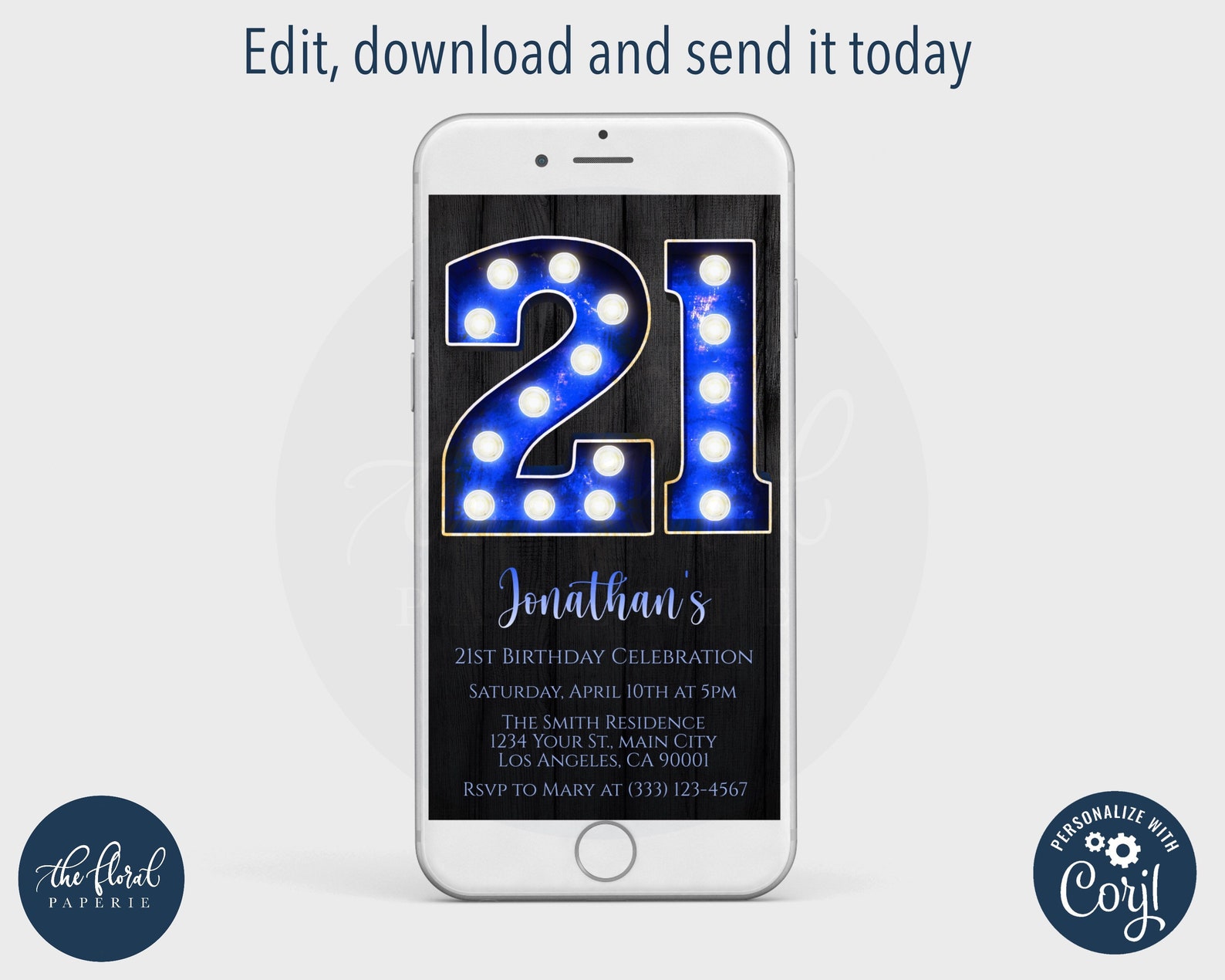 21st Birthday Text Invitation Template Editable Birthday - Etsy