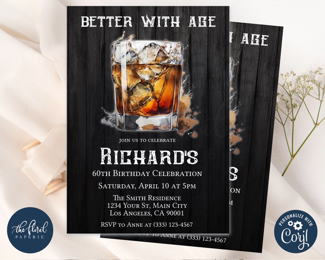 Whiskey Birthday Invitation Template, Whiskey Invitation, Better With ...