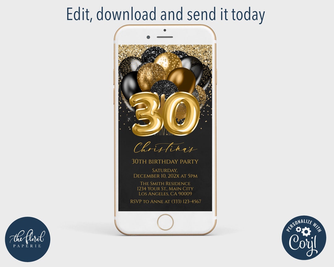 30th Birthday Text Invitation Template, Editable Birthday Text Invite ...
