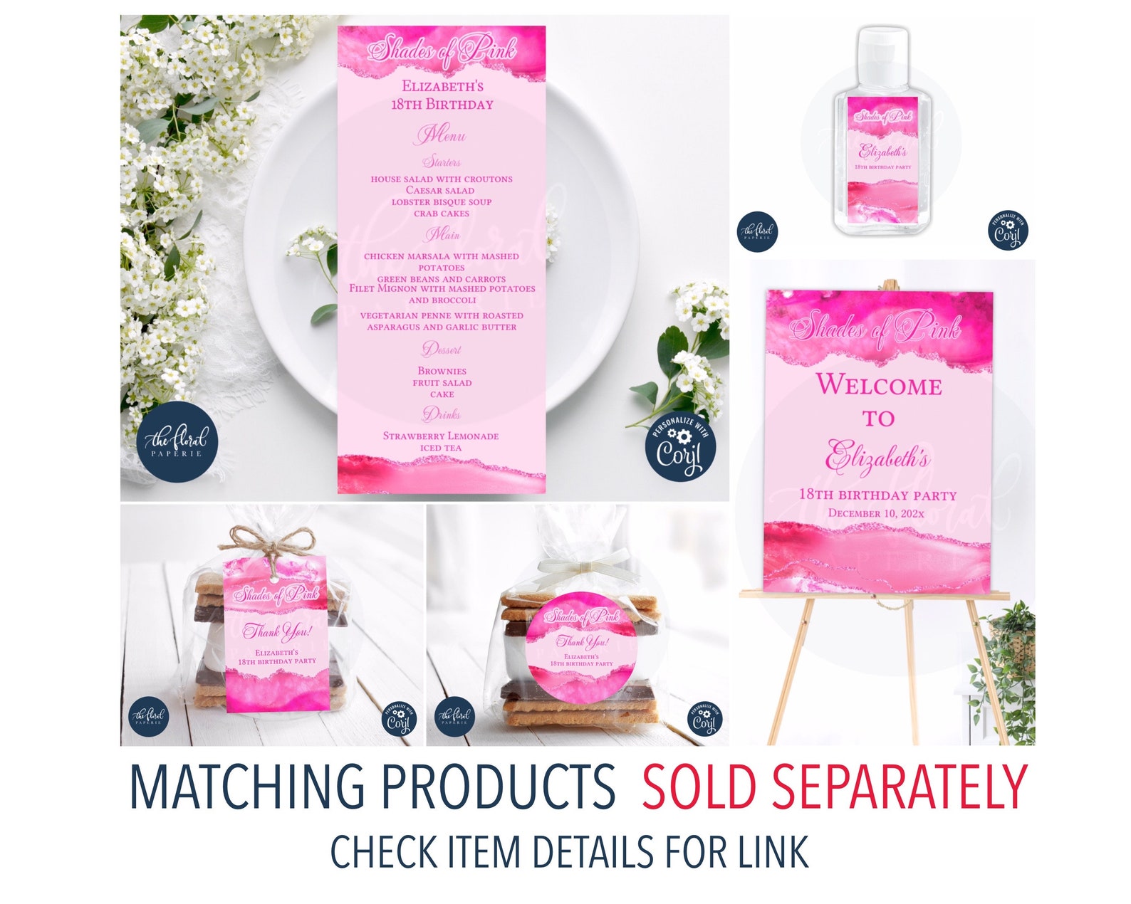 Shades of Pink Wine Label Template, Editable Agate Wine Bottle Labels ...