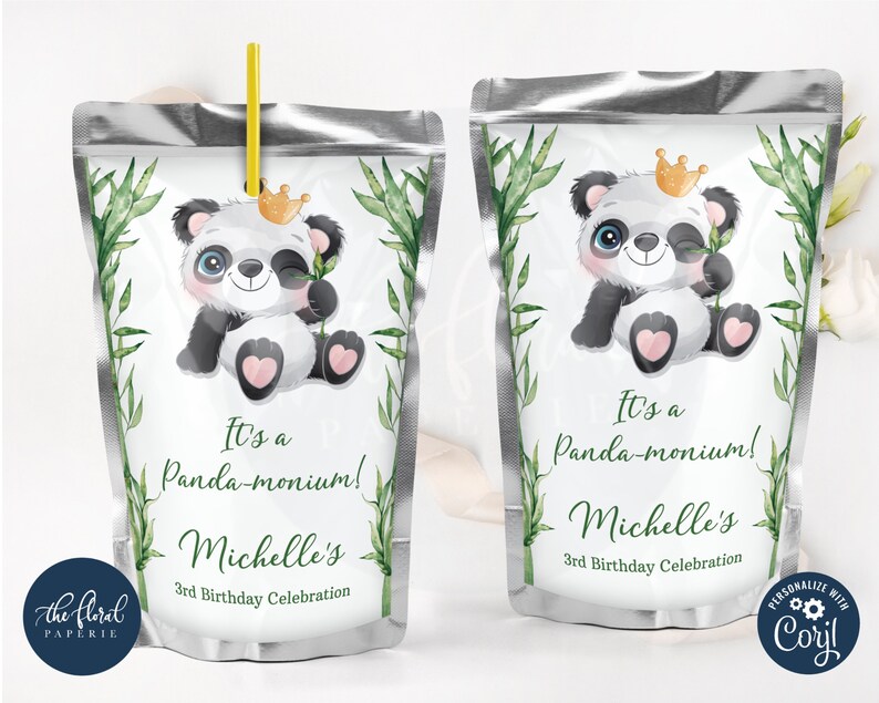 Panda Juice Label Template Editable Panda Juice Pouch Label - Etsy