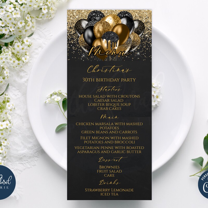 50th Birthday Dinner Menu - Etsy