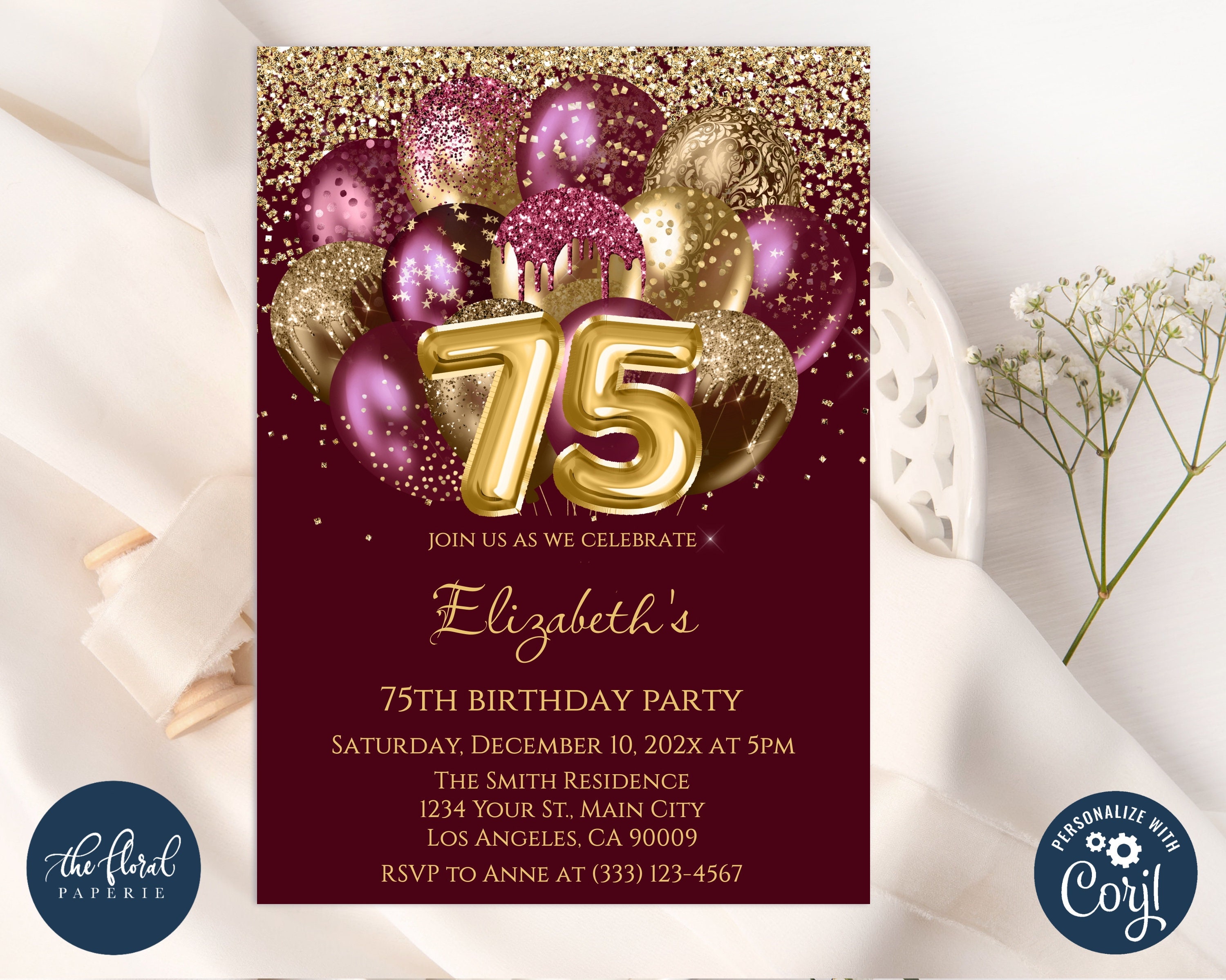 75th Birthday Invitation Wording Samples Digital 75th Birthday