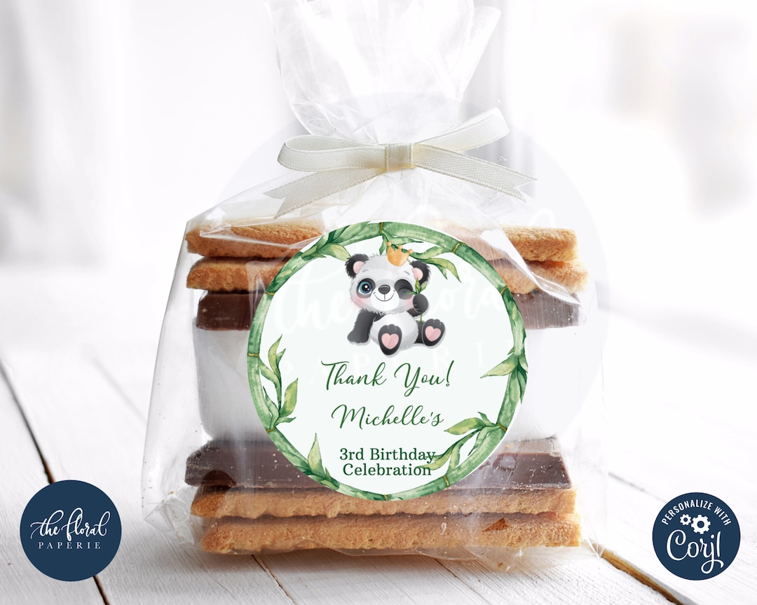 Panda Gift Tags Template, Editable Panda Favor Tags, Round Thank You ...