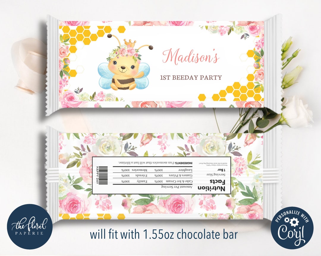 Bee Chocolate Wrapper Template, Editable Bee Candy Bars Wrapper ...