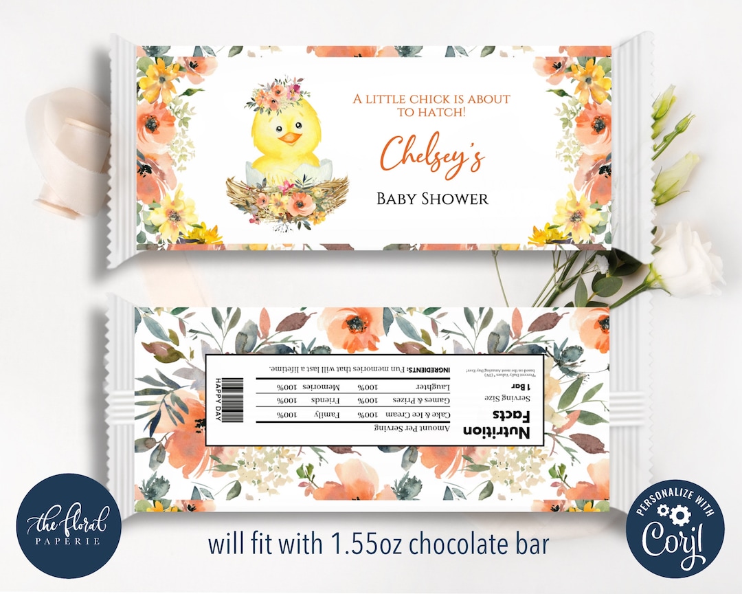 Chick Chocolate Wrapper Template, Editable Chick Candy Bar Wrapper ...