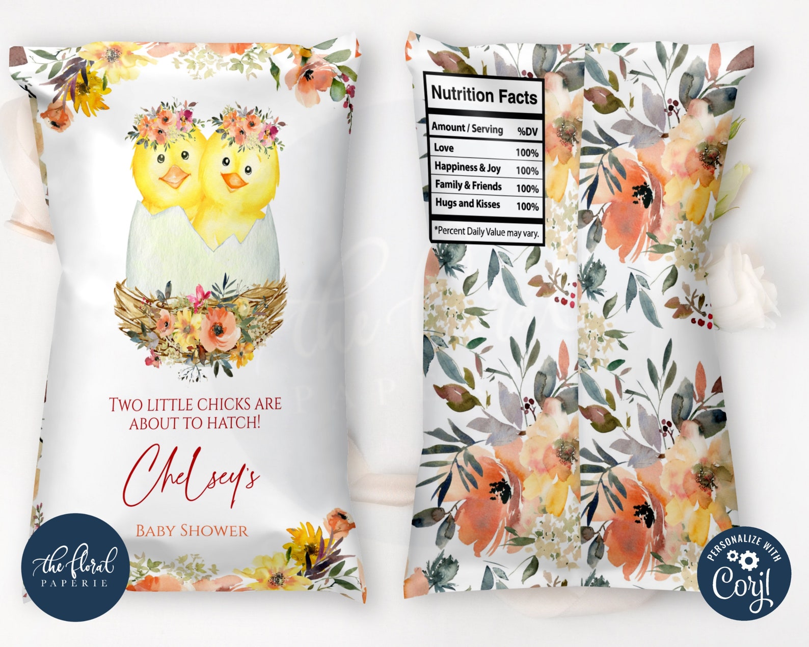 Twin Chicks Chip Bag Template Editable Chicks Potato Chip Bag | Etsy