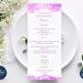 Purple Menu Card Template Editable Event Menu Card Printable - Etsy