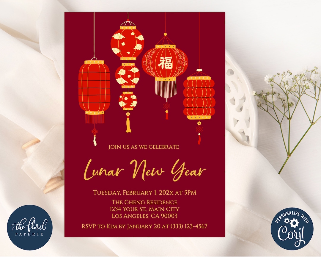 Chinese New Year Invitation Template, Lunar New Year Invitation ...