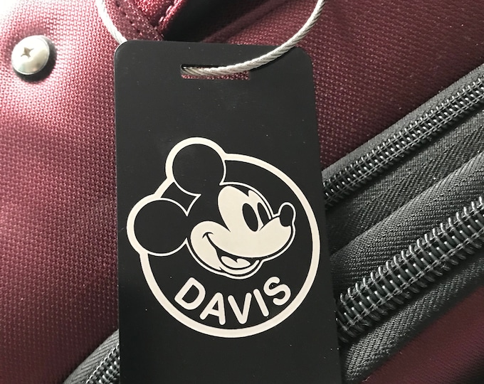 Personalized Mickey Luggage or Stroller Tag Laser Engraved Anodized ...