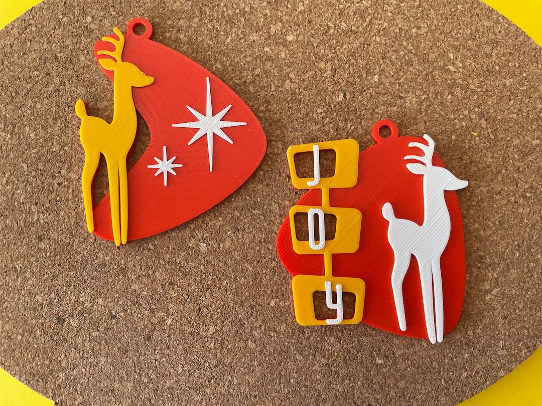 Mid Century Modern Reindeer Ornament, Christmas Tree Bauble - Etsy