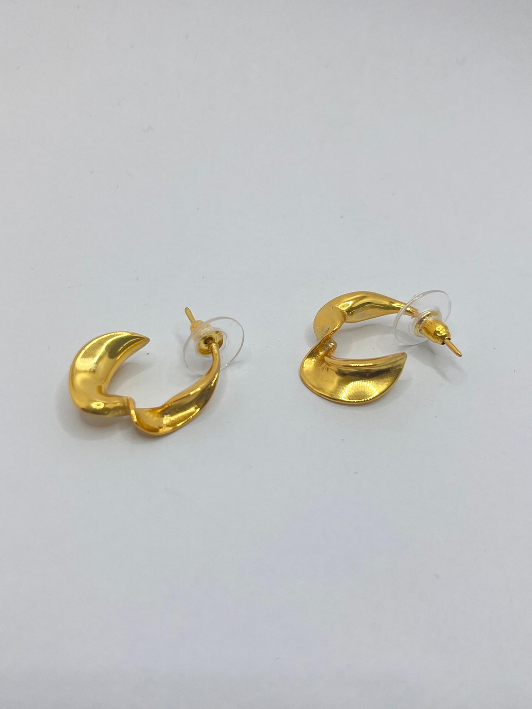 18K Gold Plated Irregular Twisted Earrings, Long Drop Earrings,spiral ...