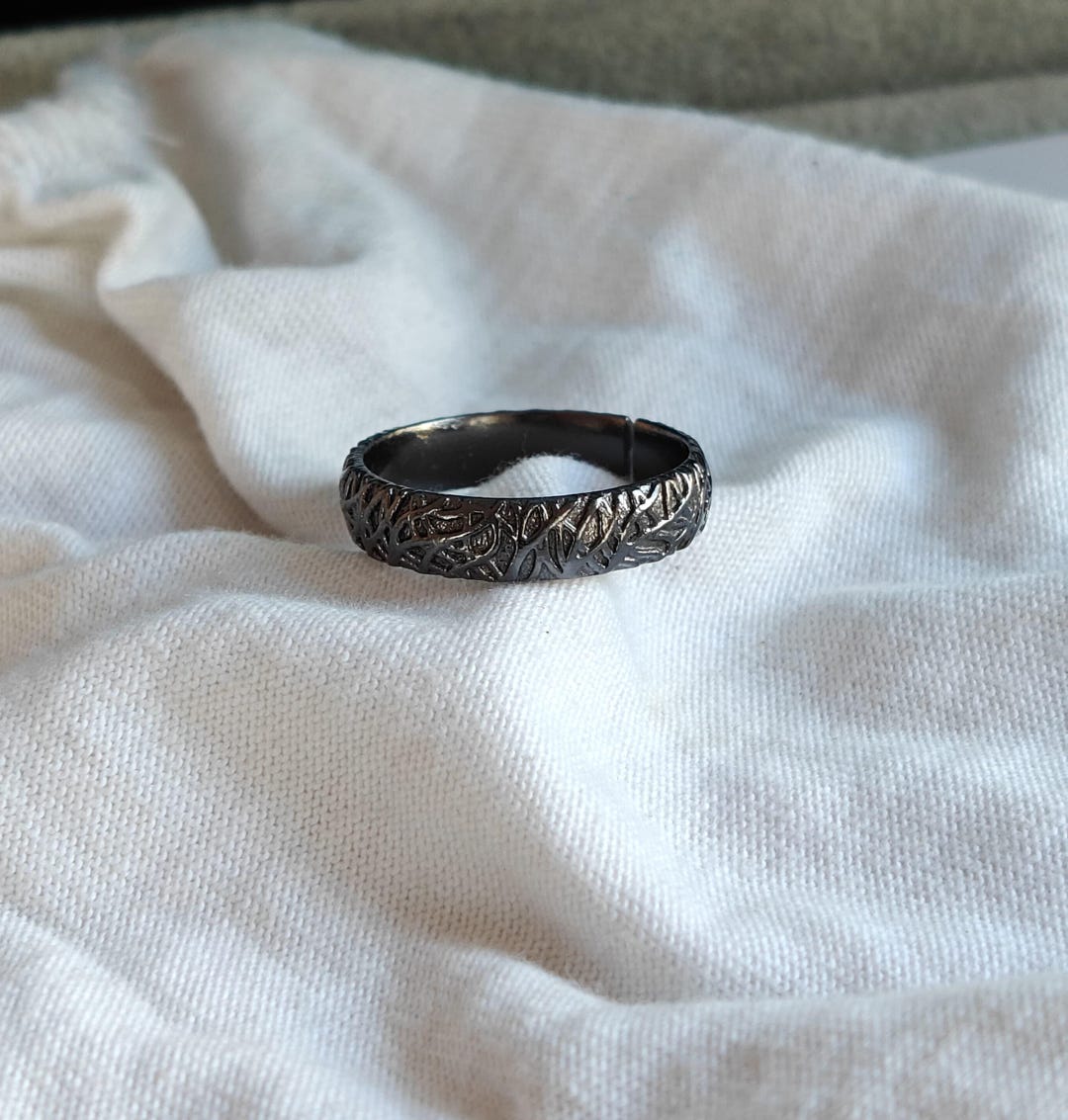 Black Texture Ring, Men's Black Ring, Texture Ring, Ring for Men ...