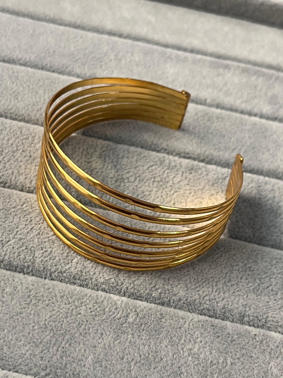 Multilayer Designer Gold Plated Handcuff Bracelet, 18k Gold Plated ...