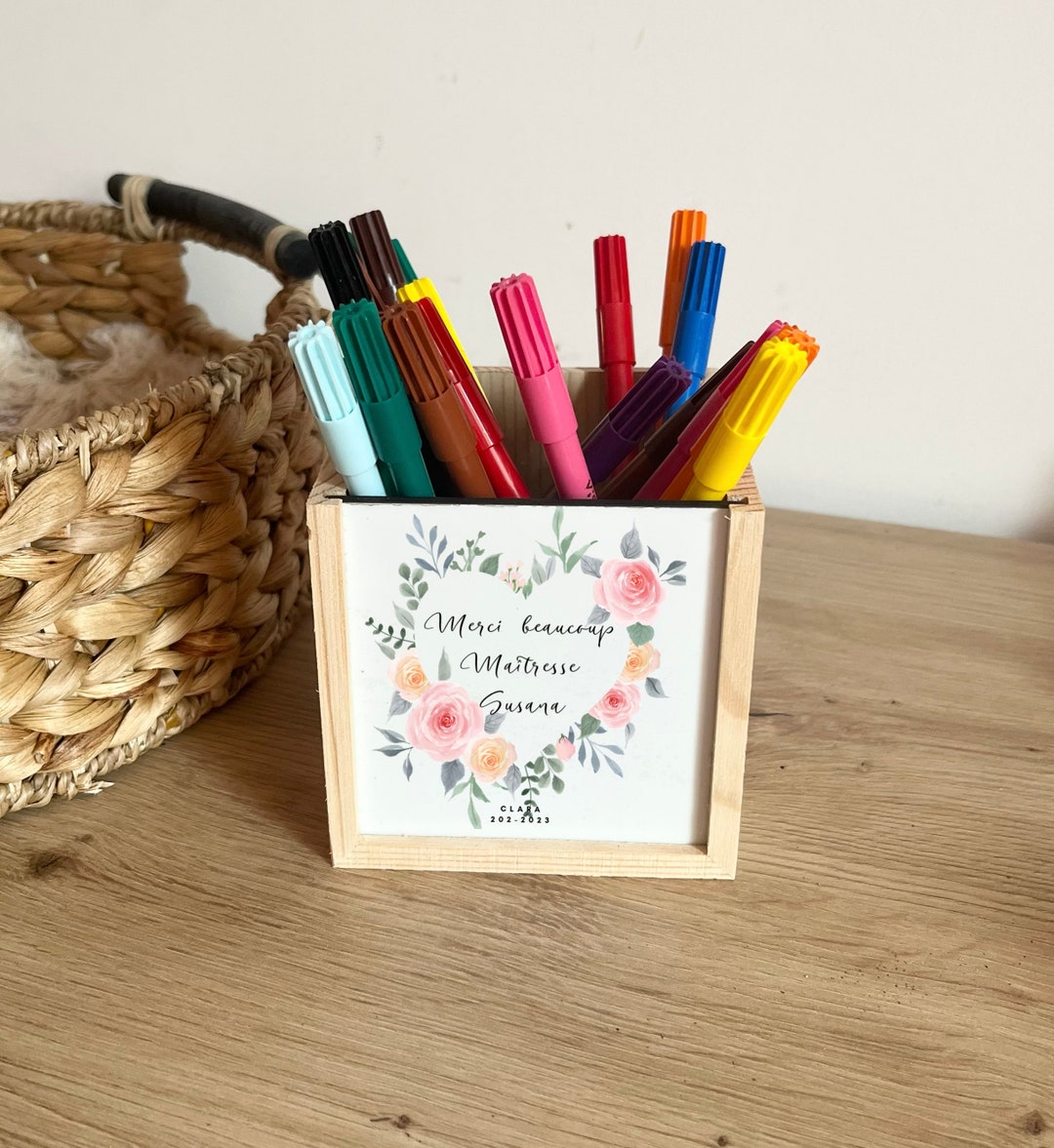 Joli pot à crayons ou pot de fleurs en bois et à personnaliser - Etsy ...