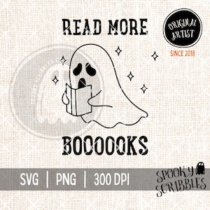 Spooky Ghost Reading SVG PNG | Halloween Sublimation | Teacher Gift ...