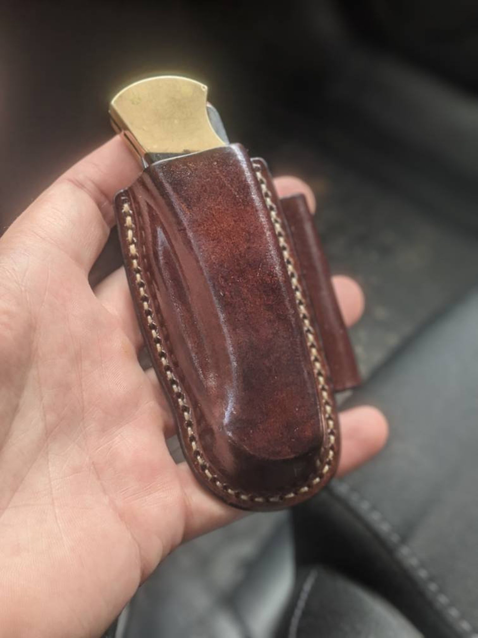 Horizontal Leather Sheath for Buck 110 Folding Hunter Knife / Buck 112 ...
