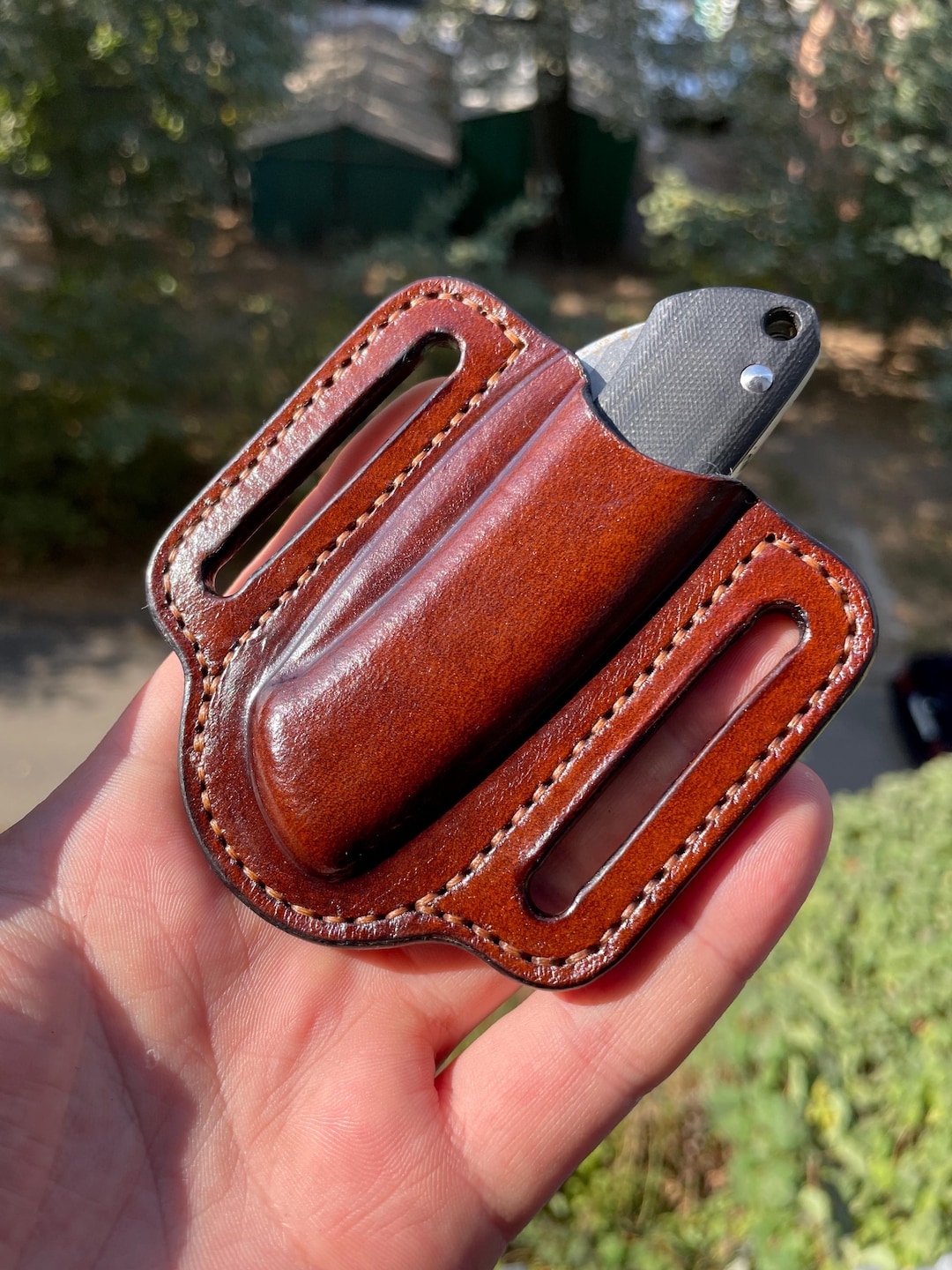 Vertical Leather Sheath for Benchmade Proper Knife / Brown Case With ...