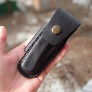 Horizontal Leather Sheath for Buck 110 Folding Hunter Knife / Buck 112 ...