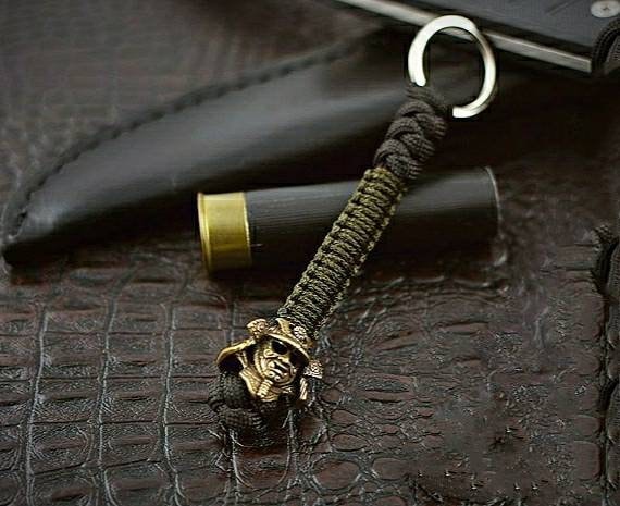 Paracord Keychain Samurai Helmet Hand-molded Brass | Etsy