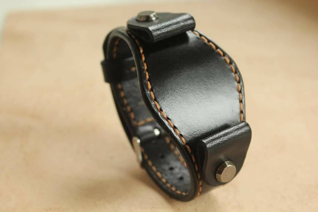 Handmade Leather Full Bund Watch Strap, Custom Vintage Cuff Band - Etsy