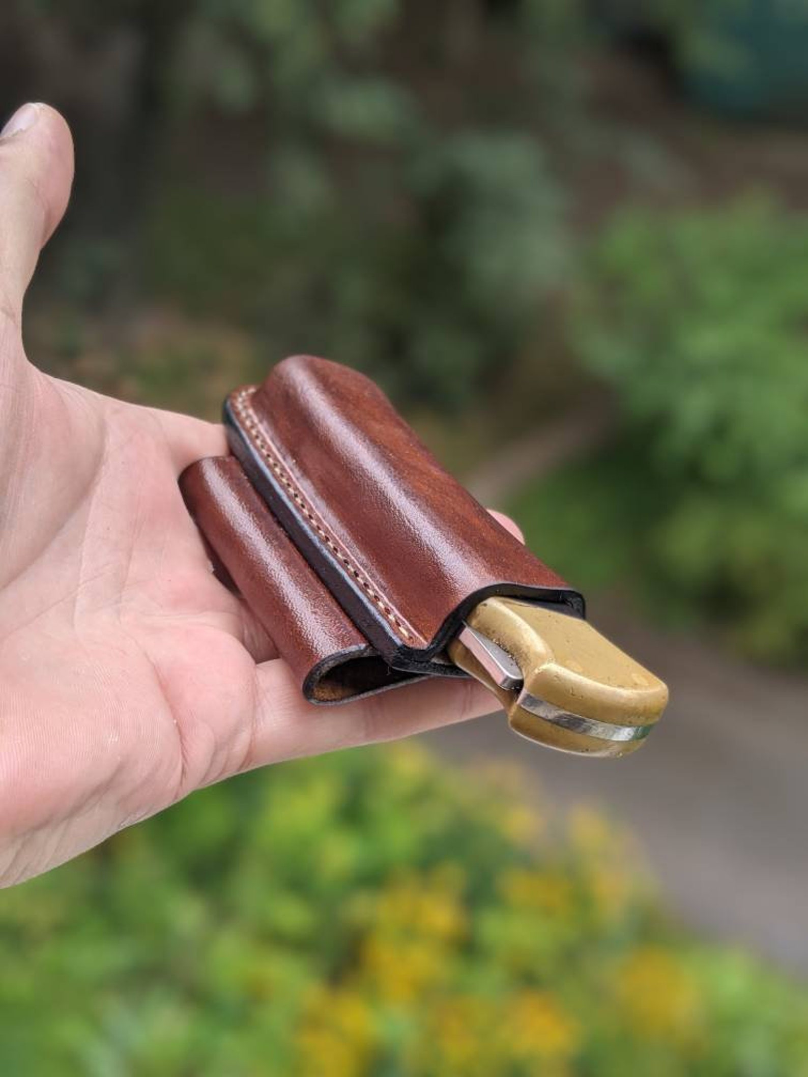 Horizontal Leather Sheath for Buck 110 Folding Hunter Knife / Buck 112 ...