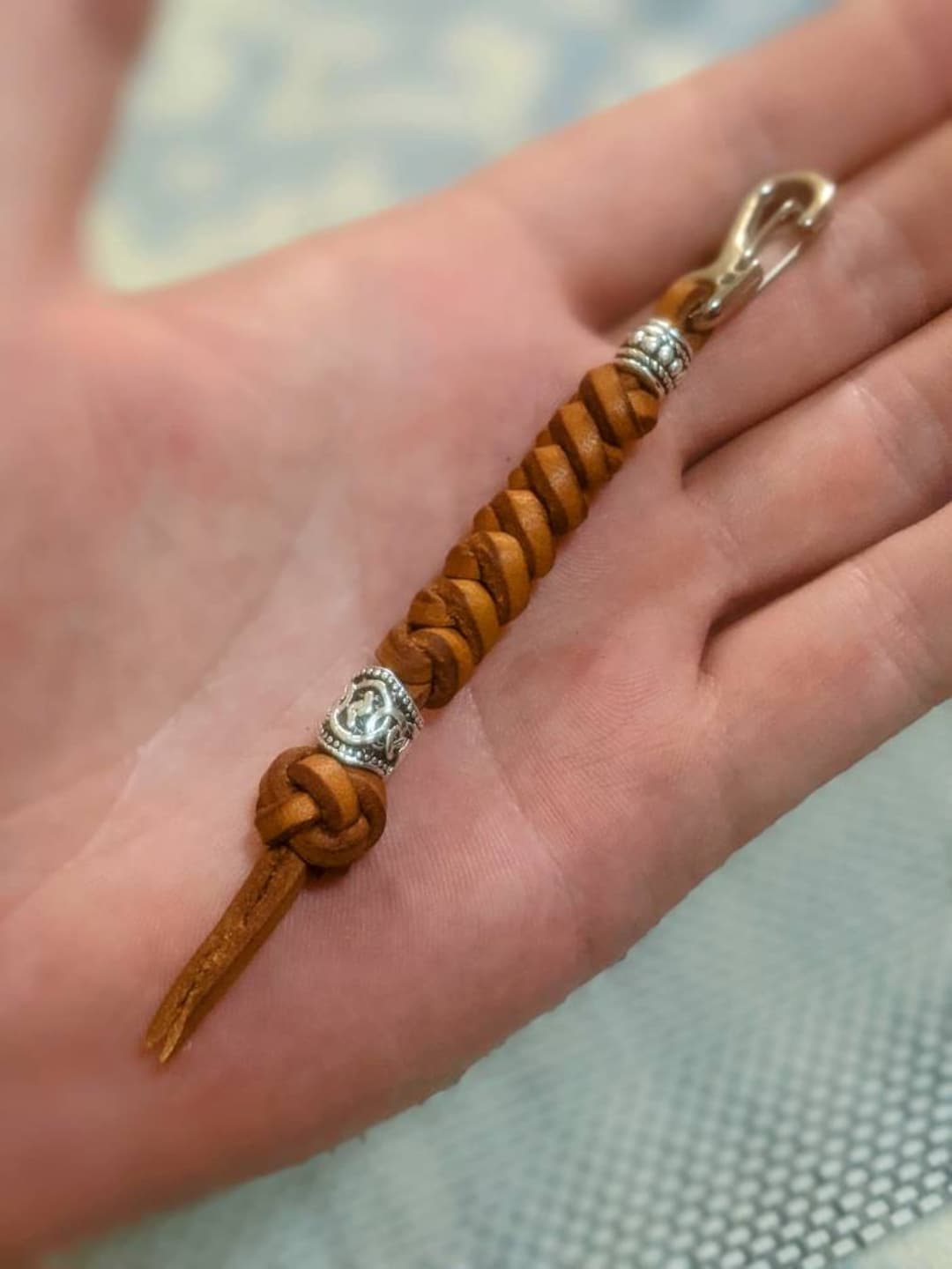 Genuine Leather Knife Lanyard / Leather Keychain / Silver - Etsy