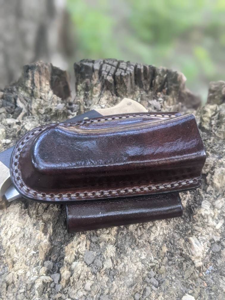 Horizontal Leather Sheath for Buck 110 Folding Hunter Knife / Buck 112 ...