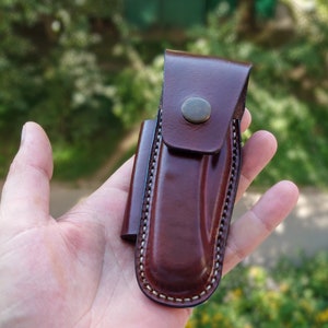Horizontal Leather Sheath for Buck 110 Folding Hunter Knife / Buck 112 ...