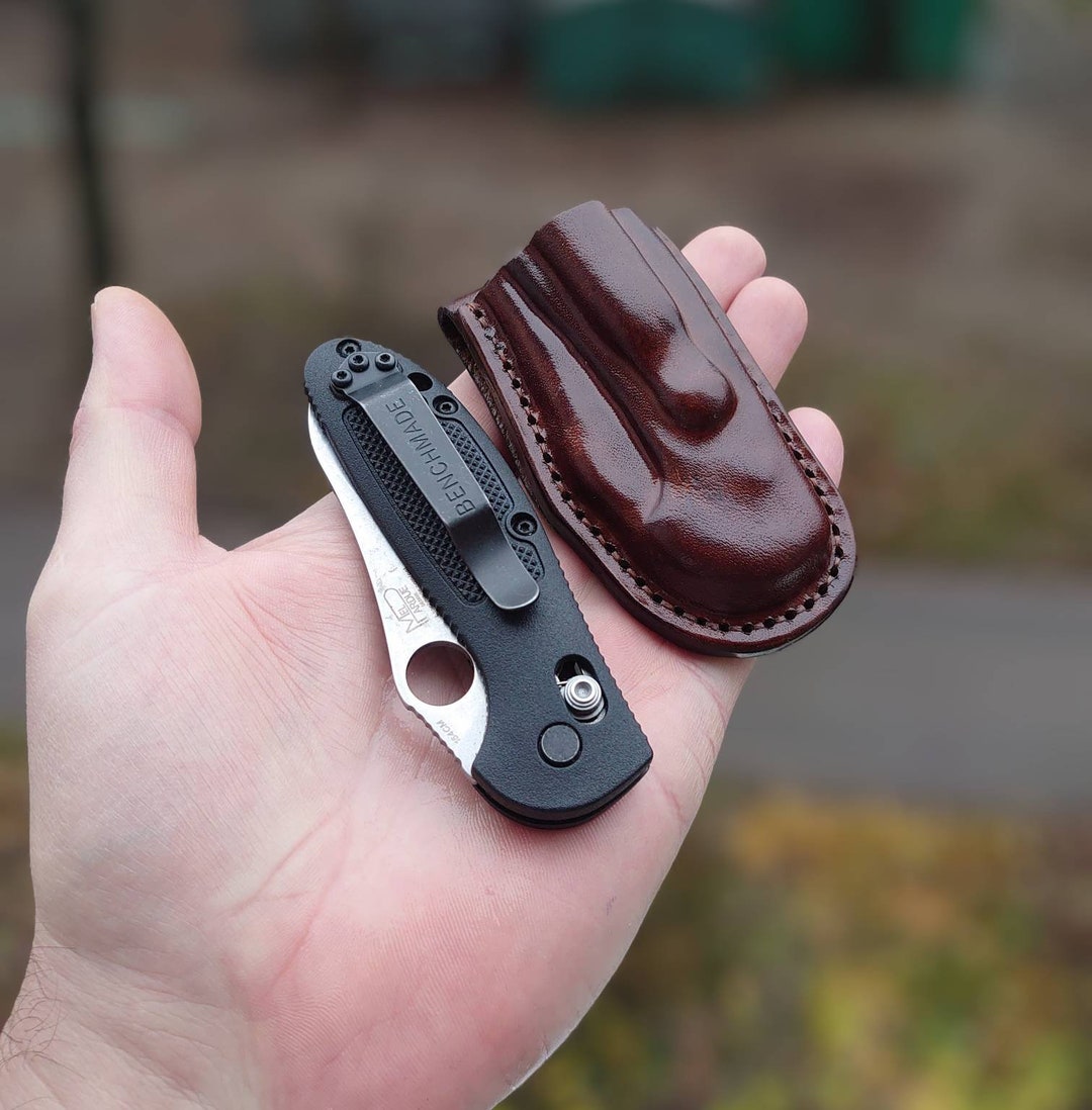 Vertical Leather Sheath for Benchmade 555 Mini Griptilian Knife Solid ...