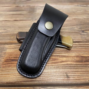 Horizontal Leather Sheath for Buck 110 Folding Hunter Knife / Buck 112 ...