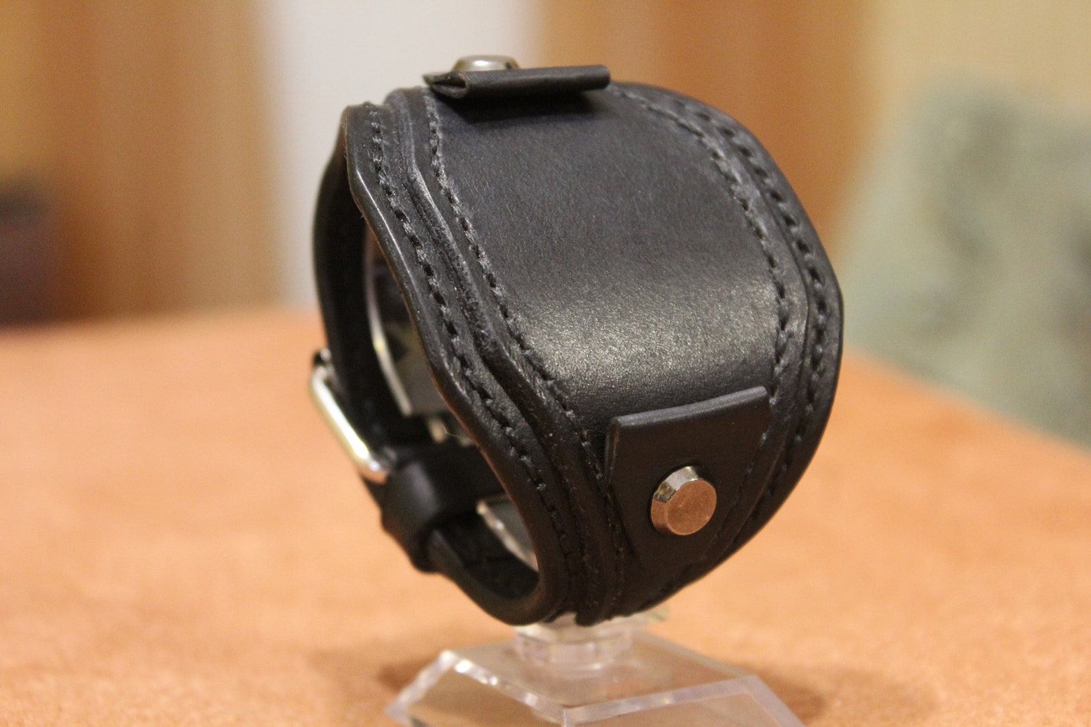 Handmade Black Watch Cuff Strap Mens Leather Watch Strap - Etsy