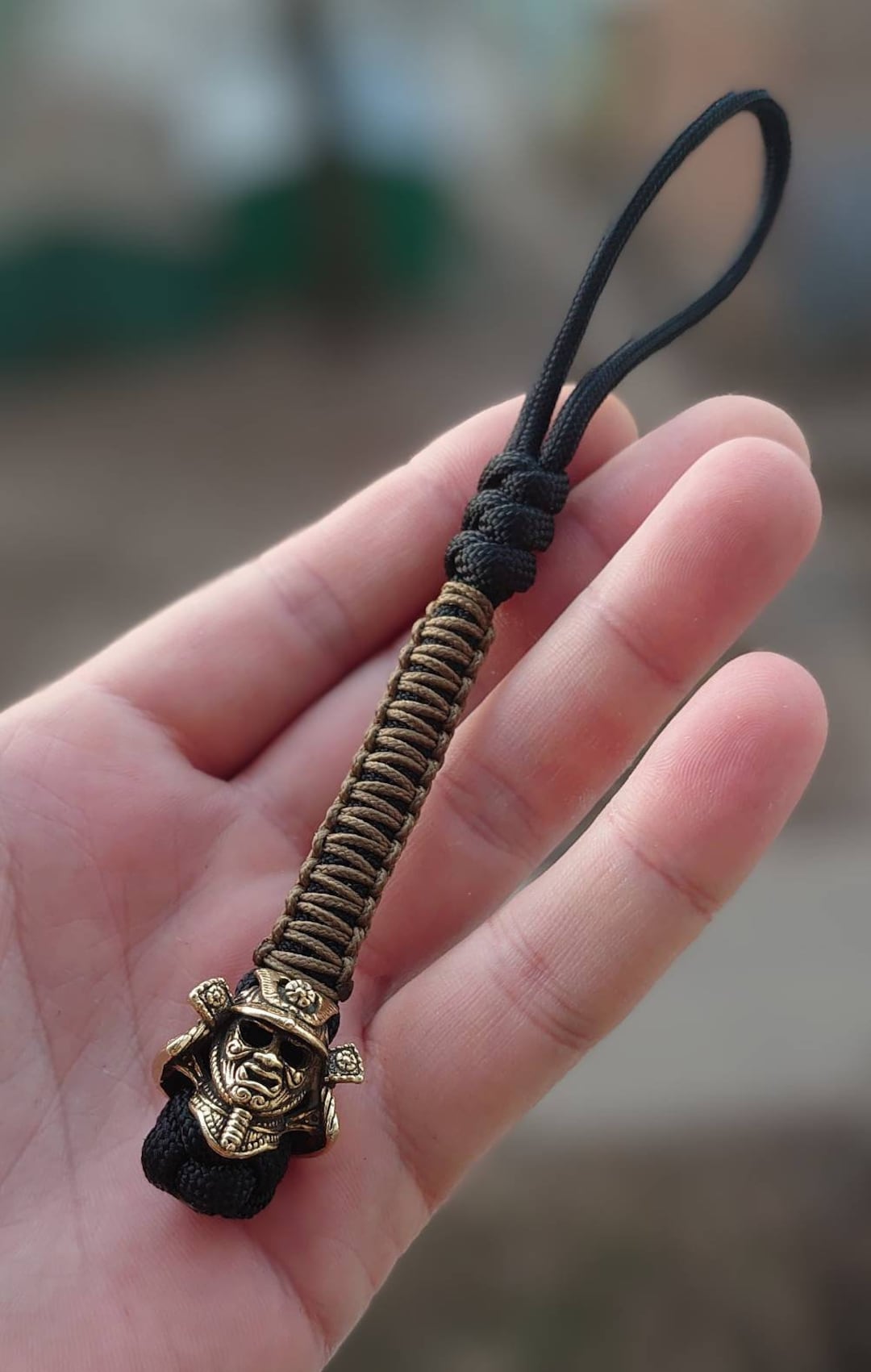 Samurai Helmet Brass Bead Paracord Lanyard, Handmade Keychain - Etsy