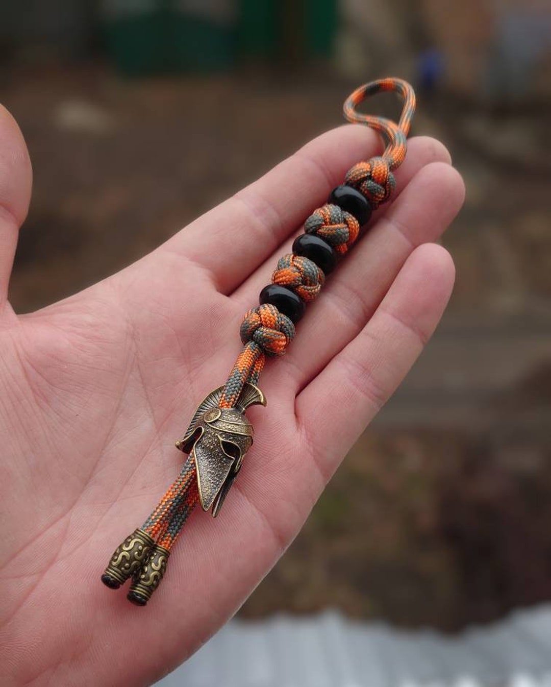 550 Paracord Lanyard / Keychain Knife/ Spartan Helmet /natural Stone ...