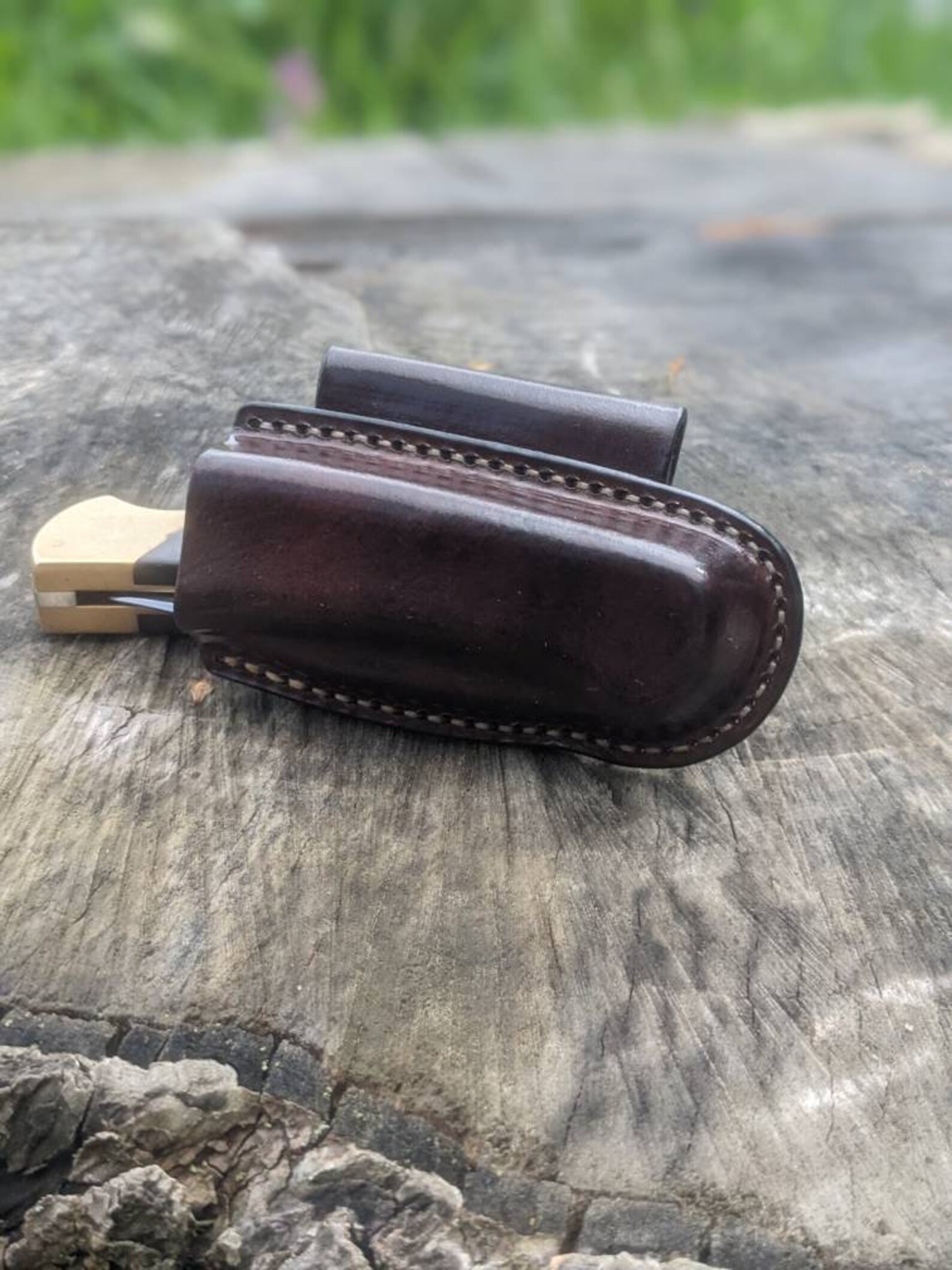 Horizontal Leather Sheath for Buck 110 Folding Hunter Knife / Buck 112 ...