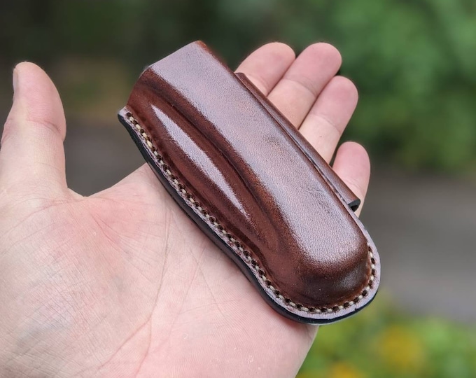 Horizontal Leather Sheath for Buck 110 Folding Hunter Knife / Buck 112 ...