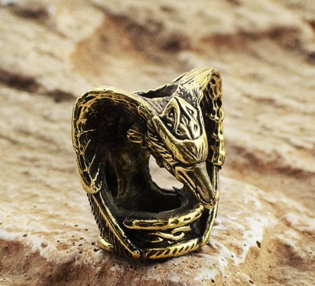 Hand-cast Brass Raven Lanyard Bead, Knife Bead - Etsy