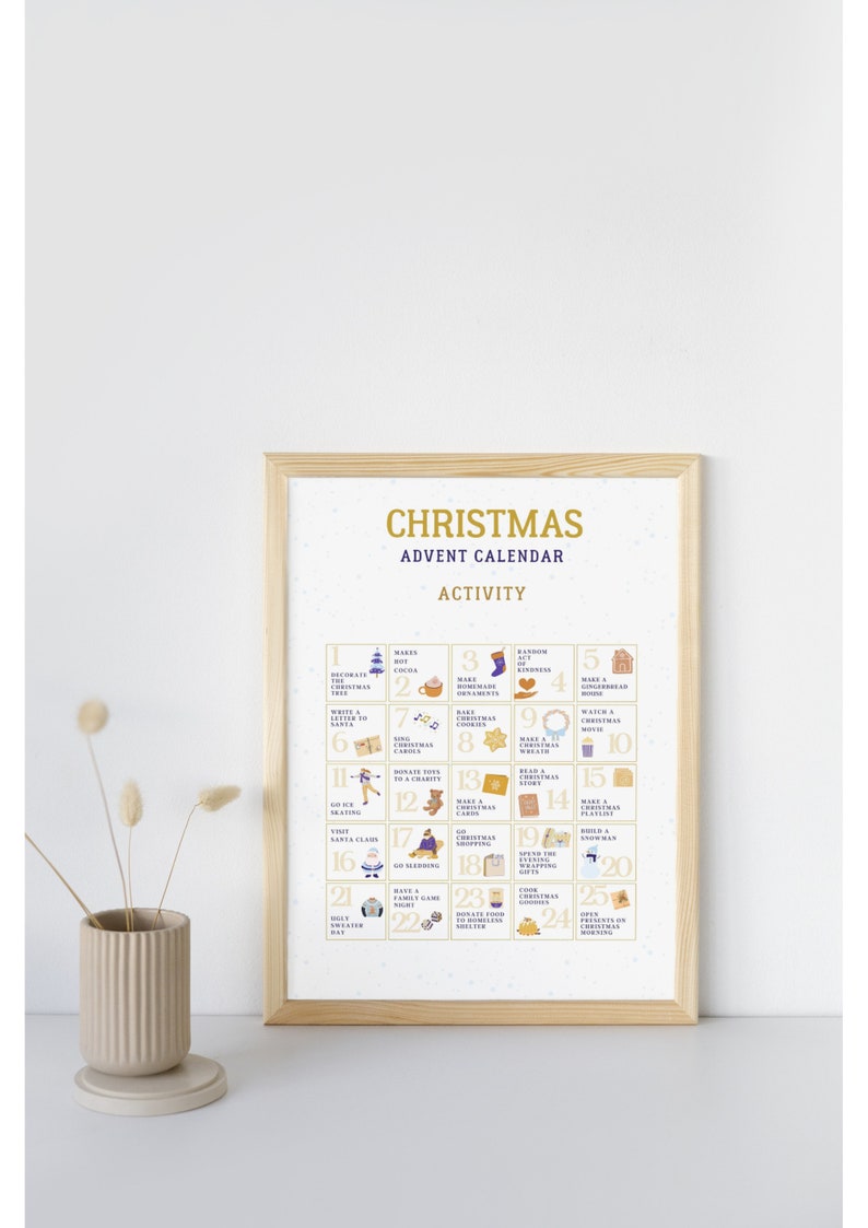 Printable Advent Activity Calendar in PDF JPG Format - Etsy