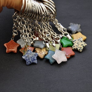 Bulk Wholesale 1-100pcs Mixed Crystal Star Keychain，hand Carved Star ...